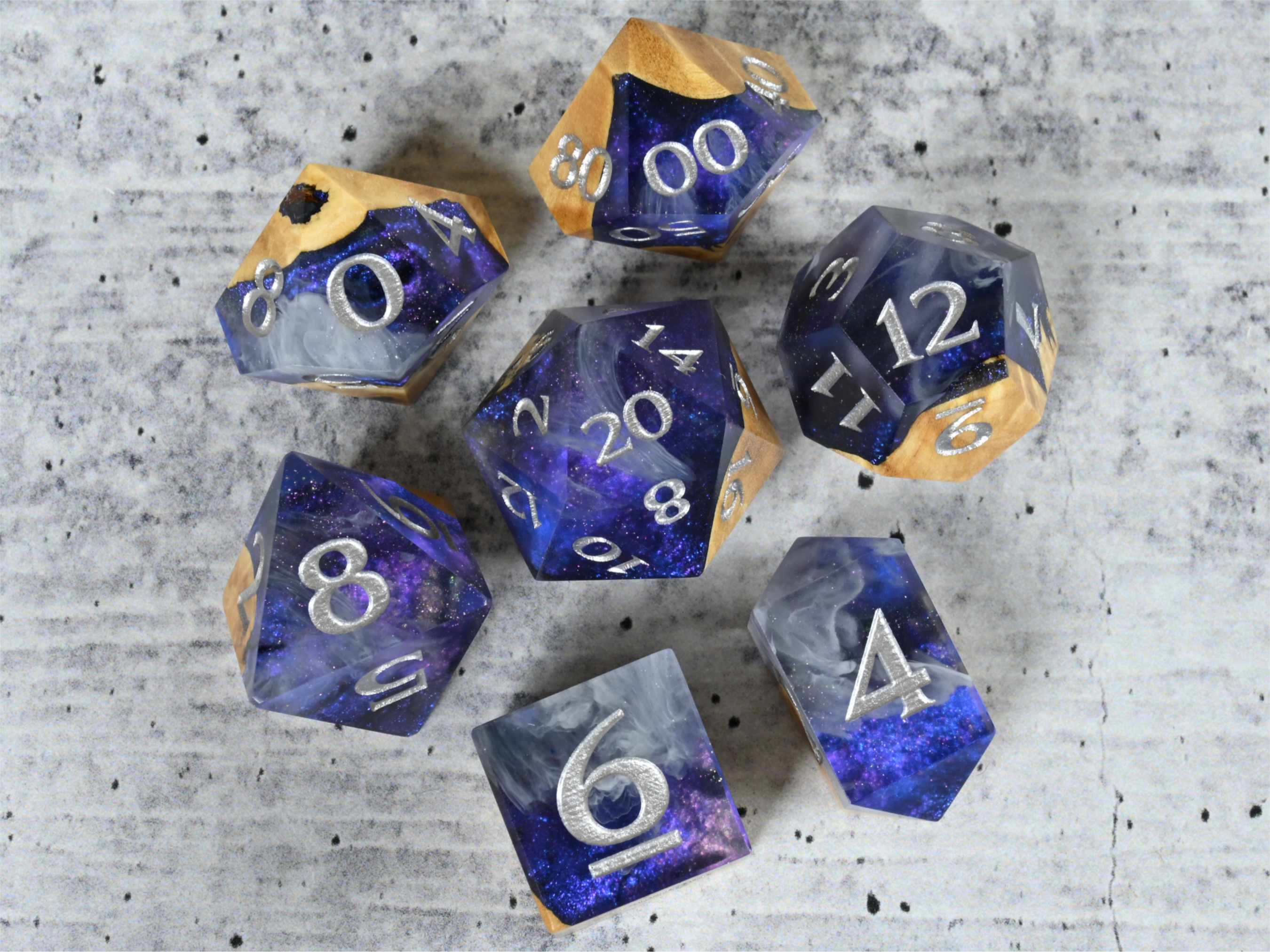 Cloud Nebula - Buckeye Burl Dice Set – Delvewood
